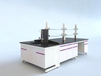 China H Frame Laboratory Island Bench Commercial Modular Lab Workbench With Steel Wood Cabinets Reagent Rack for sale