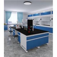 China Corrosion Resistant Lab Island Bench H Frame Laboratory Working Table With Suspended Cabinets for sale