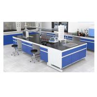 China Corrosion Resistant Lab Island Bench H Frame Laboratory Working Table With Suspended Cabinets for sale