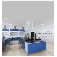 China Corrosion Resistant Lab Island Bench H Frame Laboratory Working Table With Suspended Cabinets for sale