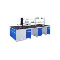 China Corrosion Resistant Lab Island Bench H Frame Laboratory Working Table With Suspended Cabinets for sale