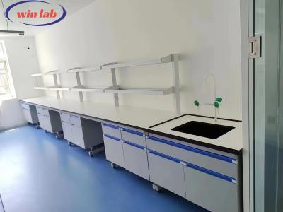 China C Frame Lab Work Bench Steel Wood Lab Bench Furniture Modern With Storage Cabinet for sale
