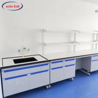 China C Frame Lab Work Bench Steel Wood Lab Bench Furniture Modern With Storage Cabinet for sale