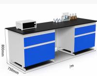 China C Frame Lab Work Bench Steel Wood Lab Bench Furniture Modern With Storage Cabinet for sale