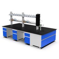 China C Frame Lab Work Bench Steel Wood Lab Bench Furniture Modern With Storage Cabinet for sale