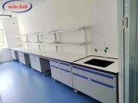 China Heavy Duty Lab Work Bench C Frame Laboratory Wall Bench Anti Corrosive With Storage Cabinet for sale