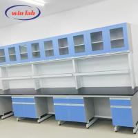 China Heavy Duty Lab Work Bench C Frame Laboratory Wall Bench Anti Corrosive With Storage Cabinet for sale