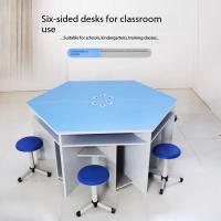 China Chemical Resistant Biology Lab Table Modular Student Table And Chair Hexagonal for sale