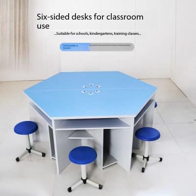 China Chemical Resistant Biology Lab Table Modular Student Table And Chair Hexagonal for sale