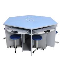 China Chemical Resistant Biology Lab Table Modular Student Table And Chair Hexagonal for sale
