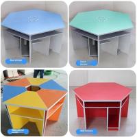 China Chemical Resistant Biology Lab Table Modular Student Table And Chair Hexagonal for sale