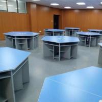 China Chemical Resistant Biology Lab Table Modular Student Table And Chair Hexagonal for sale