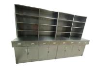China Custom Stainless Steel Workbench Chemical Resistant Stainless Work Table With Reagent Storage Cabinet for sale
