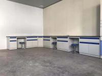 China Steel Wood Modular Laboratory Benches C Frame Laboratory Island Table With Sink And Reagent Rack for sale