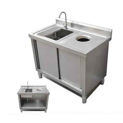 China Corrosion Proof Stainless Steel Lab Bench Commercial Stainless Prep Table With Sink And Waste Bin for sale