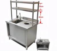 China Corrosion Proof Stainless Steel Lab Bench Commercial Stainless Prep Table With Sink And Waste Bin for sale