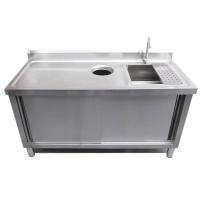 China Corrosion Proof Stainless Steel Lab Bench Commercial Stainless Prep Table With Sink And Waste Bin for sale