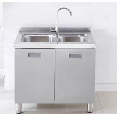China Portable Stainless Steel Hand Wash Station Heavy Duty Work Bench With Sink And Cabinet for sale