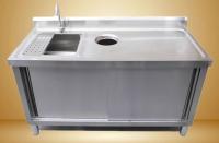 China Portable Stainless Steel Hand Wash Station Heavy Duty Work Bench With Sink And Cabinet for sale