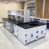 China PP Lab Work Bench Corrosion Resistant Modular Lab Benches White With Double Layer Storage Rack for sale