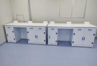 China PP Lab Work Bench Corrosion Resistant Modular Lab Benches White With Double Layer Storage Rack for sale