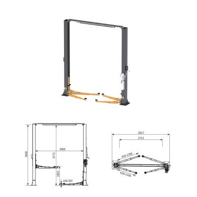 China 4500kg Two-Post Lift: 1855mm Height, Rubber Guards+Single-Lock for Heavy SUV/Truck Repair for sale