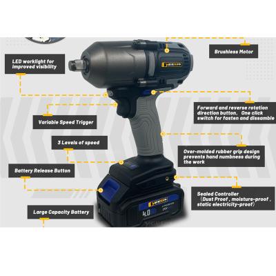 China 20V Brushless Impact Wrench (821N.m): High Torque for Auto/Construction/Home Use for sale