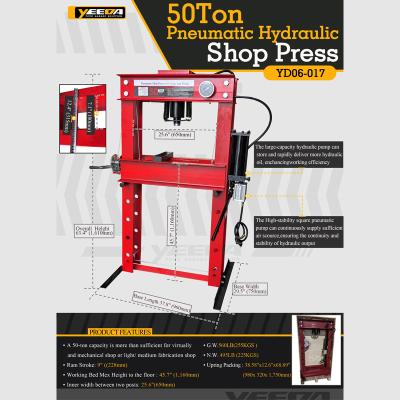 China 50T Pneumatic Hydraulic Shop Press, 50T Capacity, 9