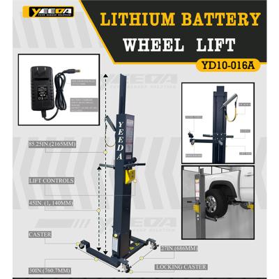 China 200LB Lift Capacity Lithium Battery Wheel Lift with Locking Caster Base for Garage Wheel Handling for sale