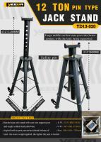 China 12 Ton Capacity Pin Type Jack Stand with Safety Pin and Angled Teeth Post Lock and Large Saddle Surface Area for sale