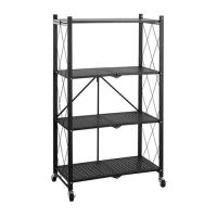 China Black 4 Layer Folding Mobile Steel Shelving Unit Paint Spraying for sale