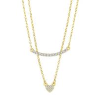 China YASVITTI Double Layer Necklace Jewelry Classic Rose Gold Plated 925 Sterling Silver Heart Pendant Necklace for sale