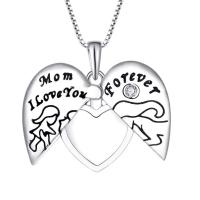 China YASVITTI 925 Sterling Silver Mom I Love You Forever Heart Locket Pendant Necklace for Women for sale