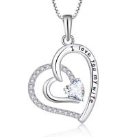 China YASVITTI Classic Heart Design 925 Sterling Silver Necklace I Love You To The Moon And Back Pendant Necklace for sale