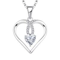 China YASVITTI Sparkling Heart 5A Zirconia Necklace Rhodium Plated 925 Sterling Silver Necklace Jewelry for sale