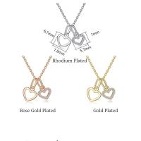 China YASVITTI 925 Sterling Silver Two Hearts Necklace Charm Custom Gold Plated Heart Necklace Jewelry for sale