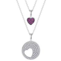 China YASVITTI Rhodium Plated CZ Women 925 Sterling Silver Zircon Jewelry Customized Romantic Pink Heart Charm Necklace for sale