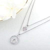 China YASVITTI Rhodium Plated CZ Women 925 Sterling Silver Zircon Jewelry Customized Romantic Pink Heart Charm Necklace for sale