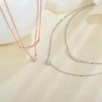 China YASVITTI High Quality Double Layer Necklace Jewelry Classic Rose Gold Plated 925 Sterling Silver Heart Pendant Necklace for sale