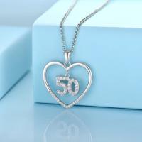 China YASVITTI Custom Fashion 925 Sterling Silver Heart Necklace Number 50 and 30 Pendant Necklace Wholesale for sale