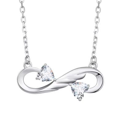 China YASVITTI 925 Sterling Silver Infinity Heart Necklace Heart Cubic Zircon Luxury Women Necklace Jewelry for sale