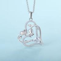 China YASVITTI OEM Women's Gift Heart to Heart Necklace Cubic Zirconia Rhodium Plated Sweet 925 Sterling Silver Double Heart for sale