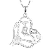 China YASVITTI OEM Women's Gift Heart to Heart Necklace Cubic Zirconia Rhodium Plated Sweet 925 Sterling Silver Double Heart for sale