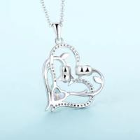 China YASVITTI OEM Women's Gift Heart to Heart Necklace Cubic Zirconia Rhodium Plated Sweet 925 Sterling Silver Double Heart for sale