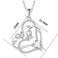 China YASVITTI OEM Women's Gift Heart to Heart Necklace Cubic Zirconia Rhodium Plated Sweet 925 Sterling Silver Double Heart for sale