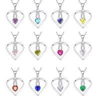 China YASVITTI High Quality Sparkling Heart 5A Zirconia Necklace Rhodium Plated 925 Sterling Silver Necklace Jewelry for sale