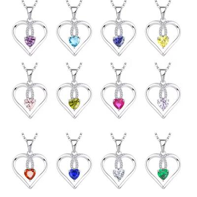 China YASVITTI High Quality Sparkling Heart 5A Zirconia Necklace Rhodium Plated 925 Sterling Silver Necklace Jewelry for sale