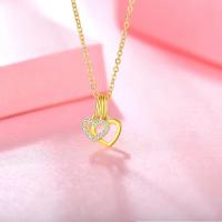 China YASVITTI Wholesale 925 Sterling Silver Two Hearts Necklace Charm Custom Gold Plated Heart Necklace Jewelry for sale