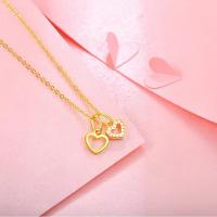 China YASVITTI Wholesale 925 Sterling Silver Two Hearts Necklace Charm Custom Gold Plated Heart Necklace Jewelry for sale
