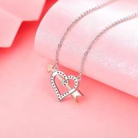 China YASVITTI OEM ODM High Quality 925 Sterling Silver Cupid Necklace Rose Gold Plated Heart Arrows Necklace For Lover Gift for sale
